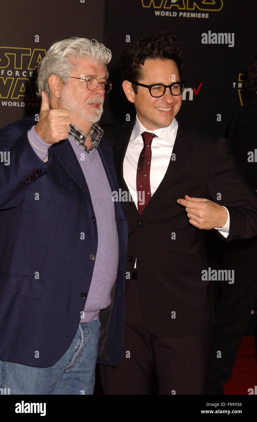 Hollywood, California, USA. 14th Dec, 2015. George Lucas & JJ Abrams ...