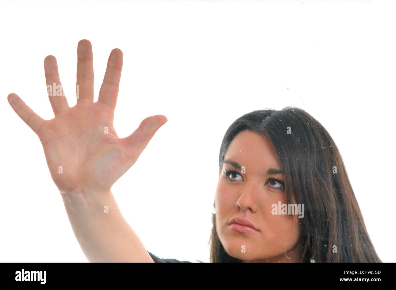 woman hand screen isolated one hand finger Stock Photo - Alamy