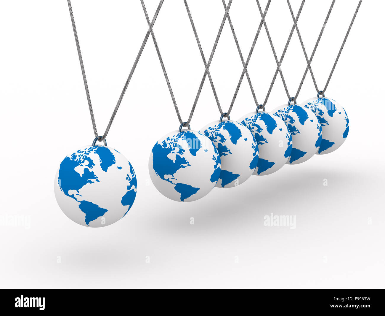 Balancing spheres on a white background. Isolated 3D image Stock Photo ...