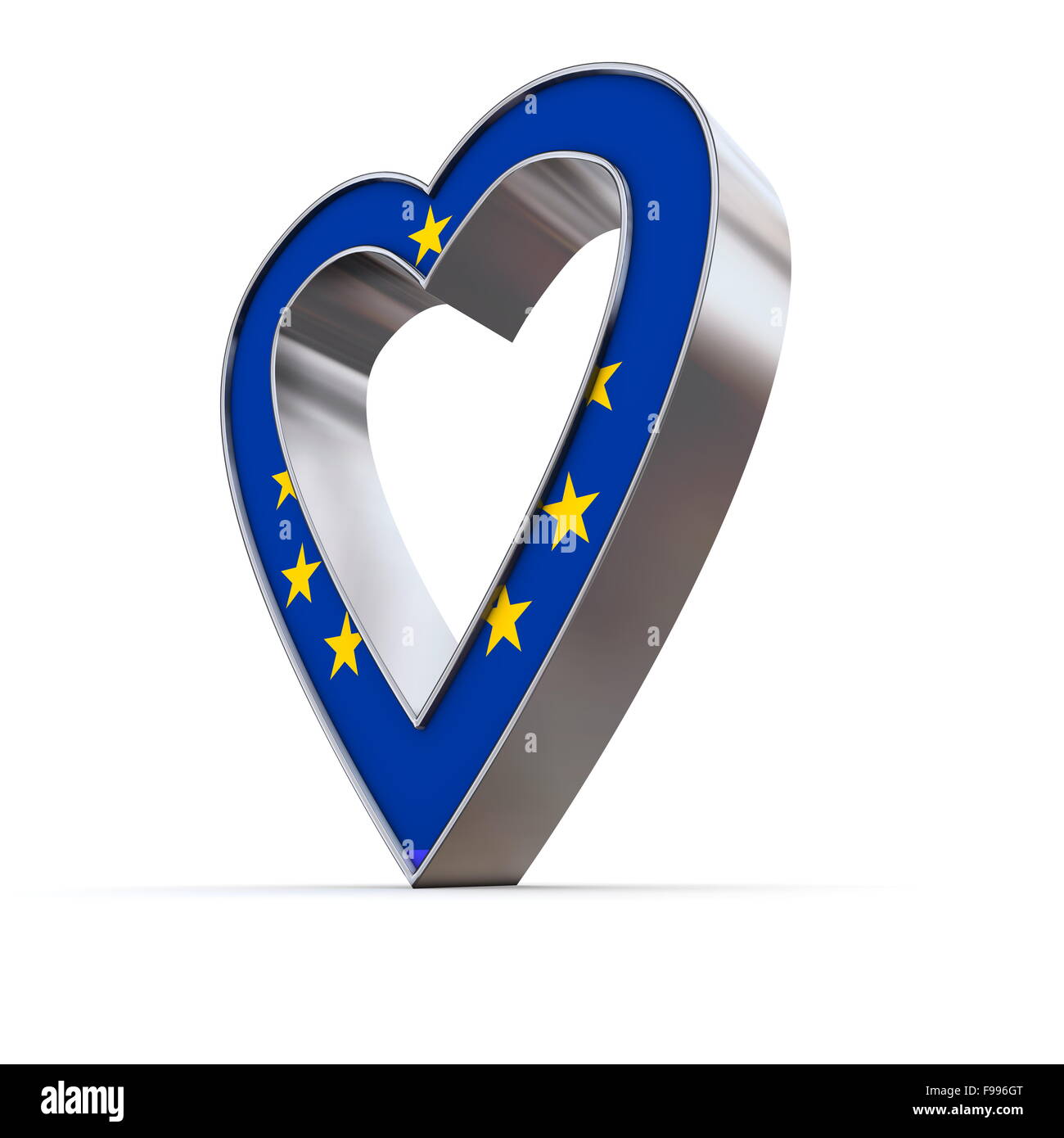 Shiny Metallic Heart - Flag of European Union Stock Photo - Alamy