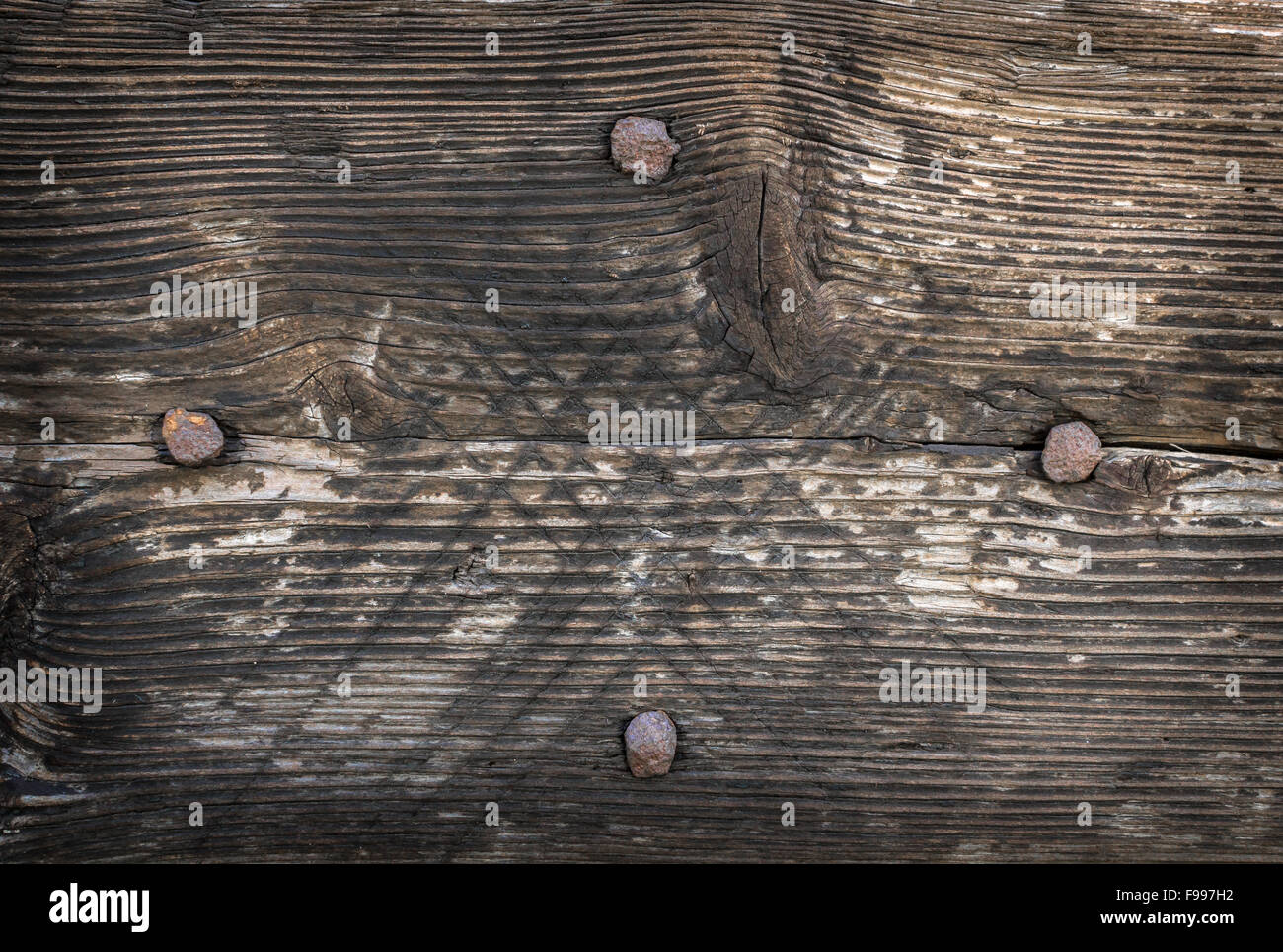 Old wood panel with deep scratches and rusty nails Stock Photo - Alamy