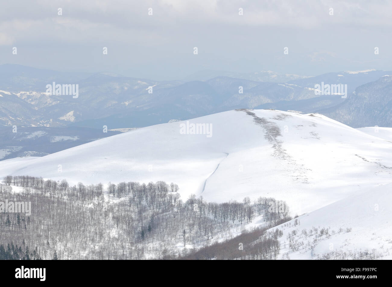beautiful winter season landscape with ice snow and hard winds Stock ...