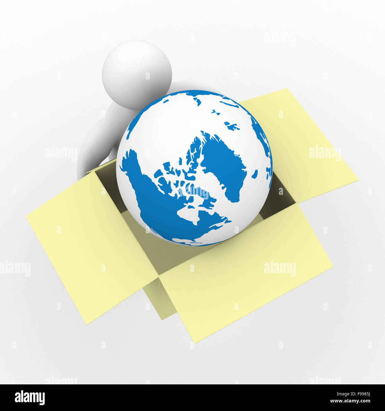 loader hold empty box. Isolated 3D image Stock Photo - Alamy