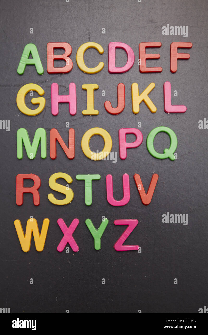 colorful alphabet on the blackboard Stock Photo - Alamy