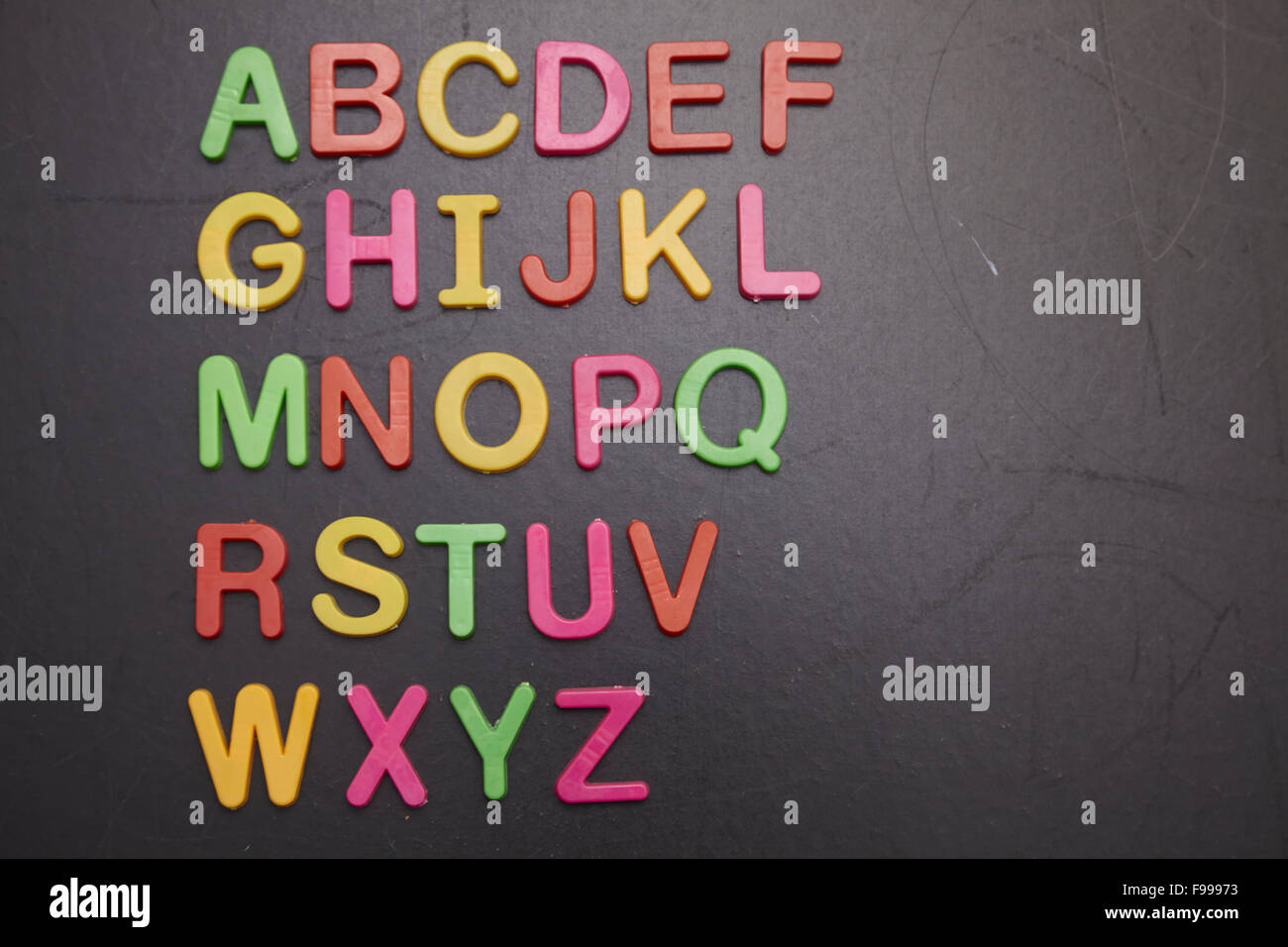 colorful alphabet on the blackboard Stock Photo - Alamy
