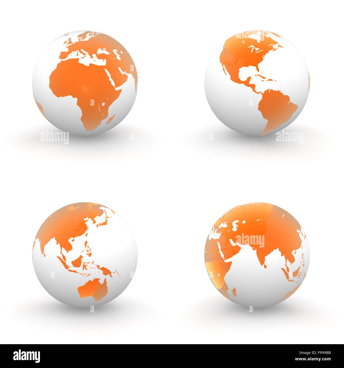 3D Globes in White and Shiny Transparent Orange Stock Photo - Alamy