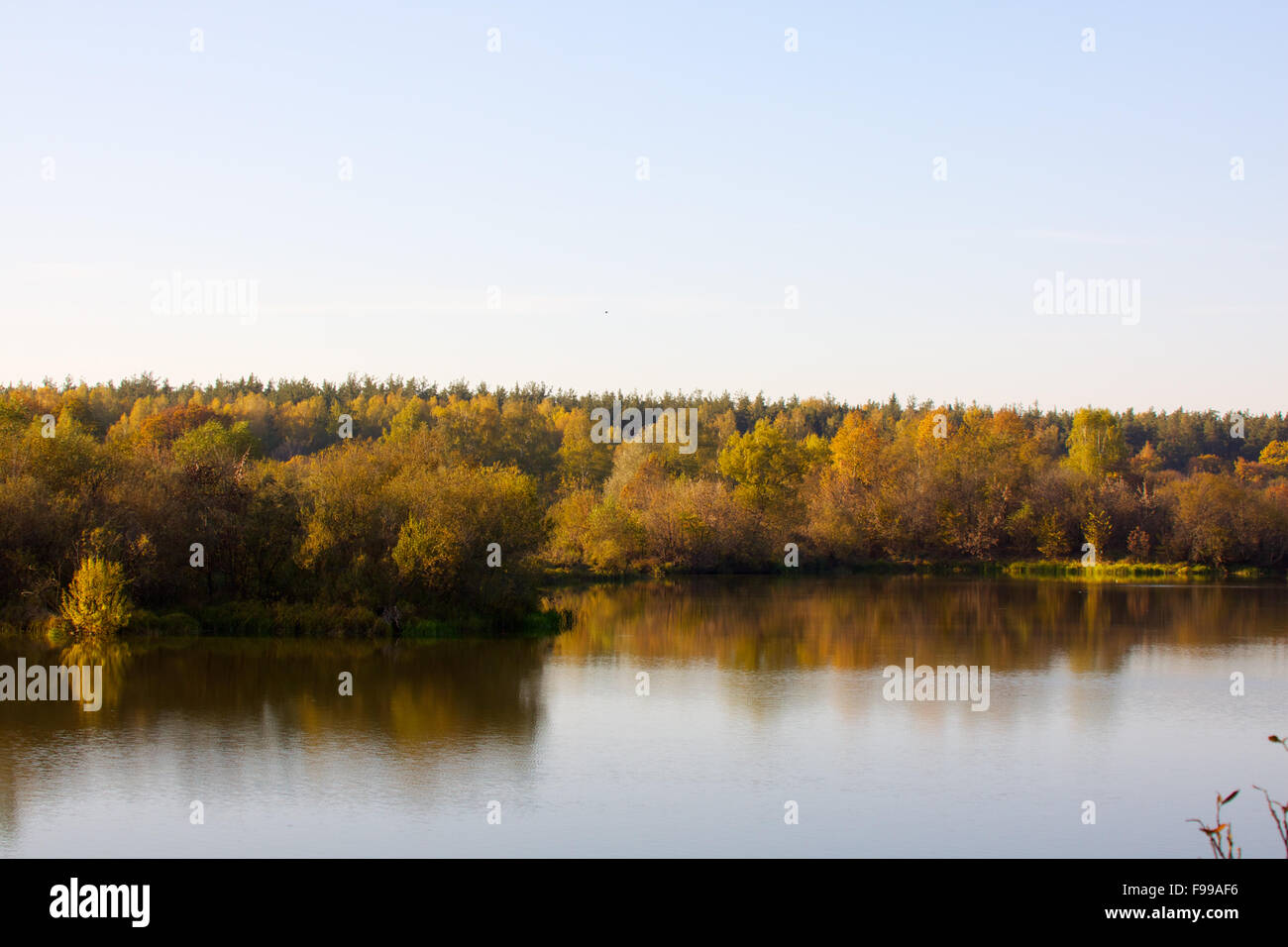 Colorful autumn trees fortress at the river front Stock Photo - Alamy