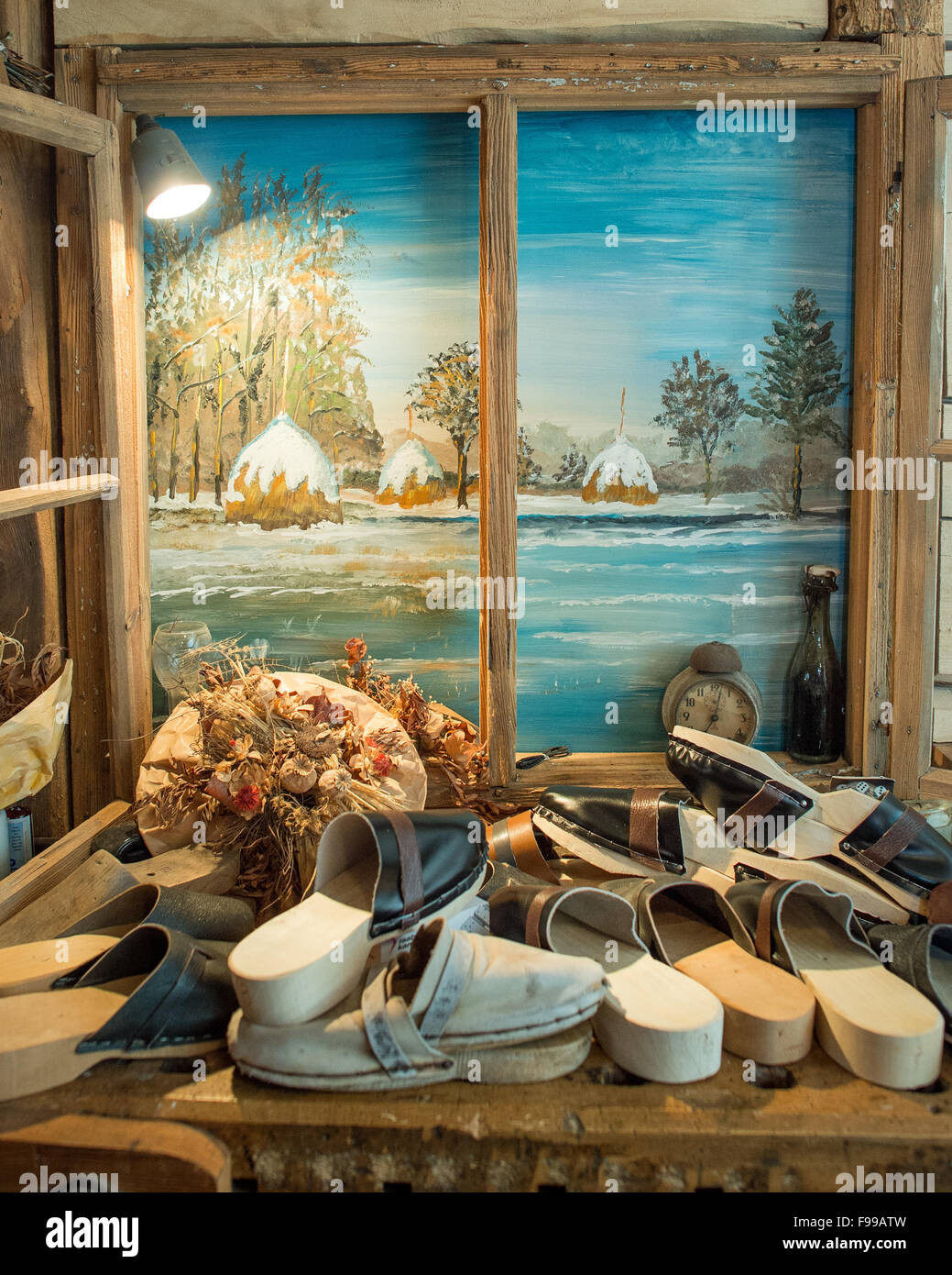 The workplace of clog maker Manfred Karolczak in the Spreewald ...