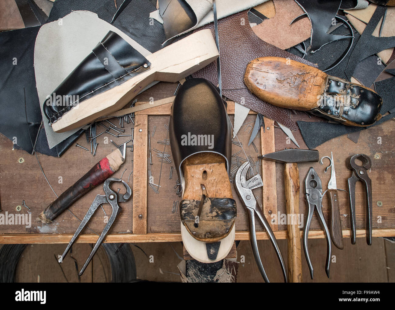 The workplace of clog maker Manfred Karolczak in the Spreewald ...
