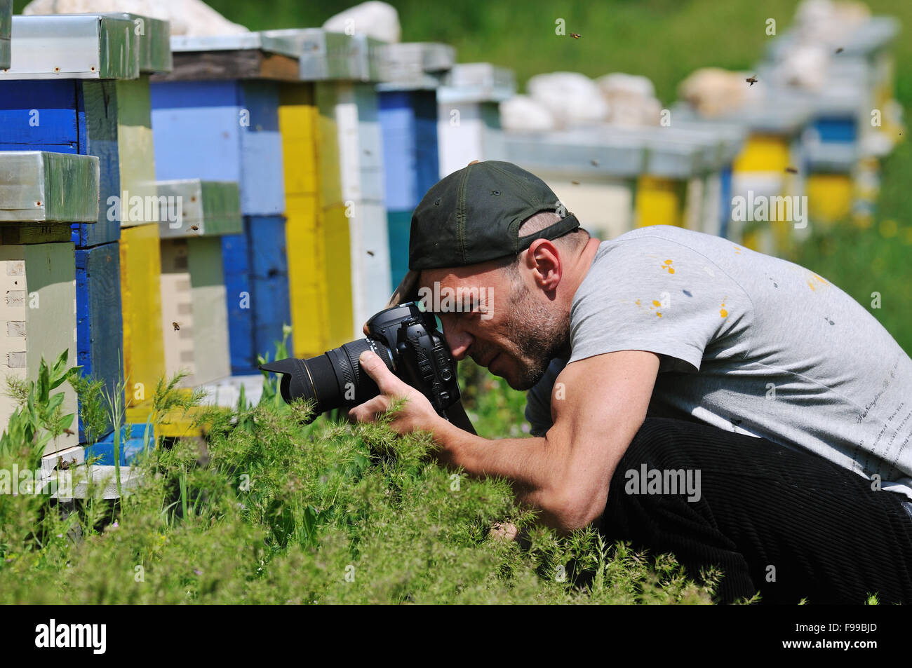 man outdoor in nature walking have relaxation and recreation Stock ...
