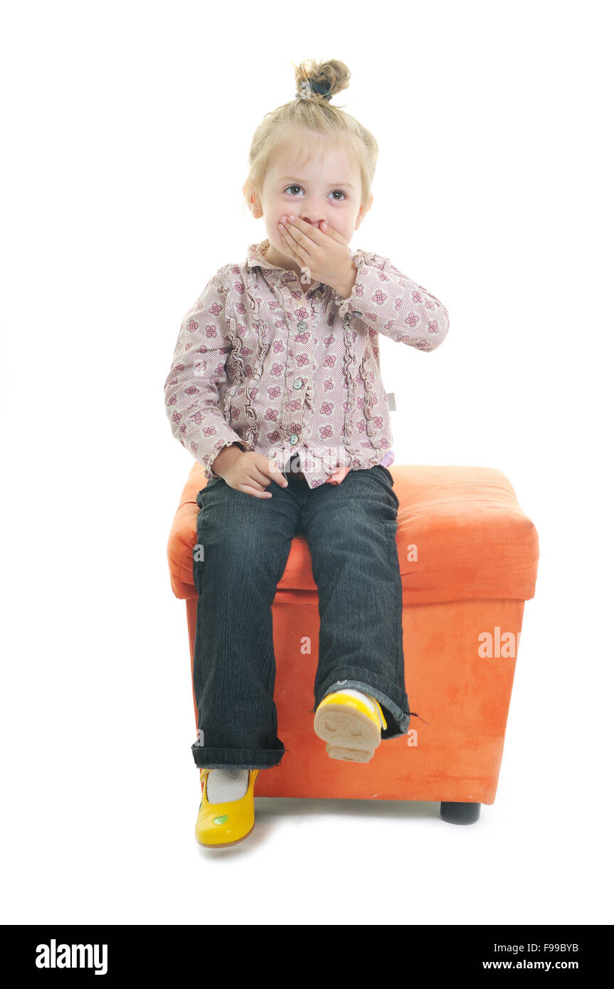 one happy child isolated on white background Stock Photo - Alamy