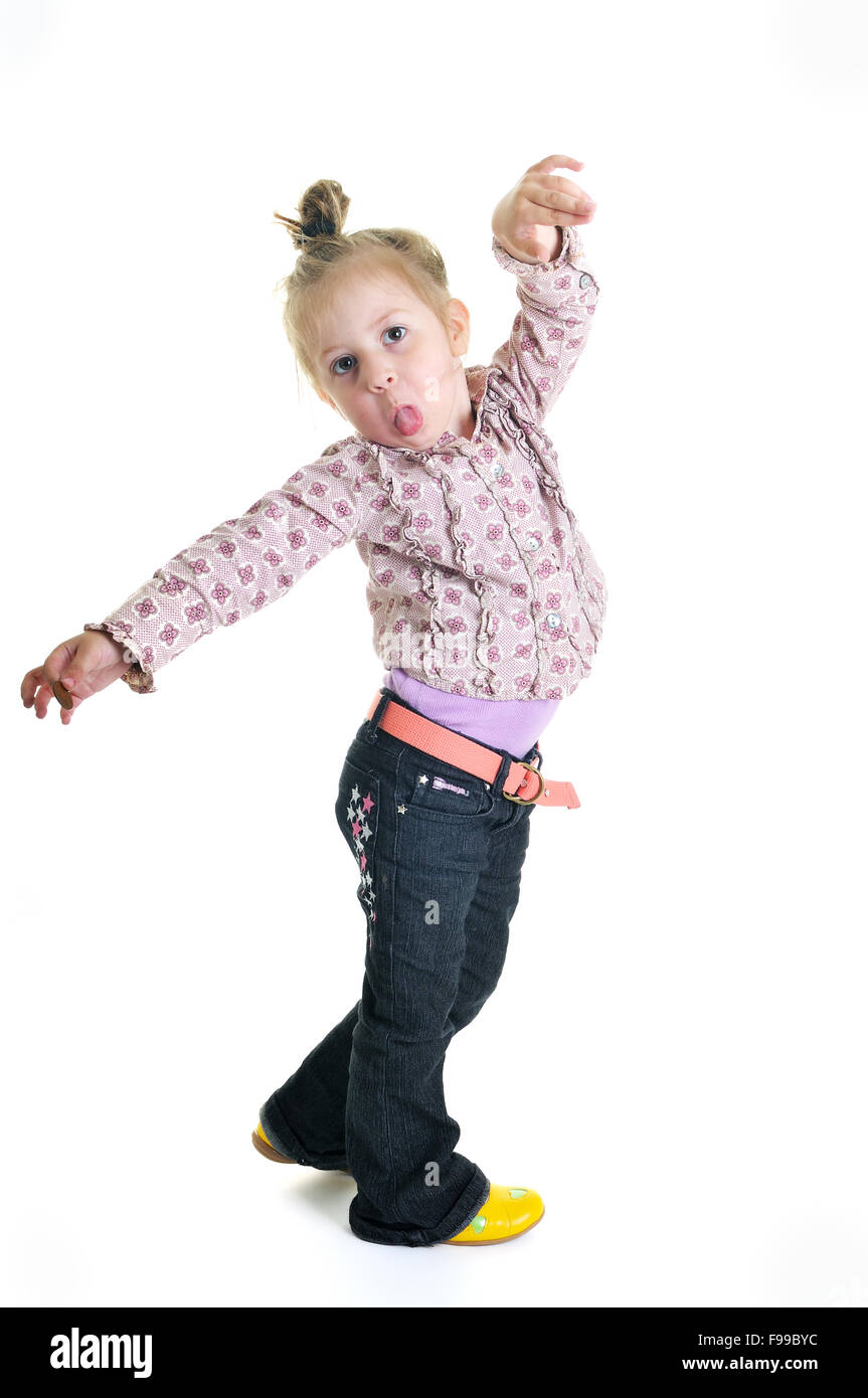 one happy child isolated on white background Stock Photo - Alamy