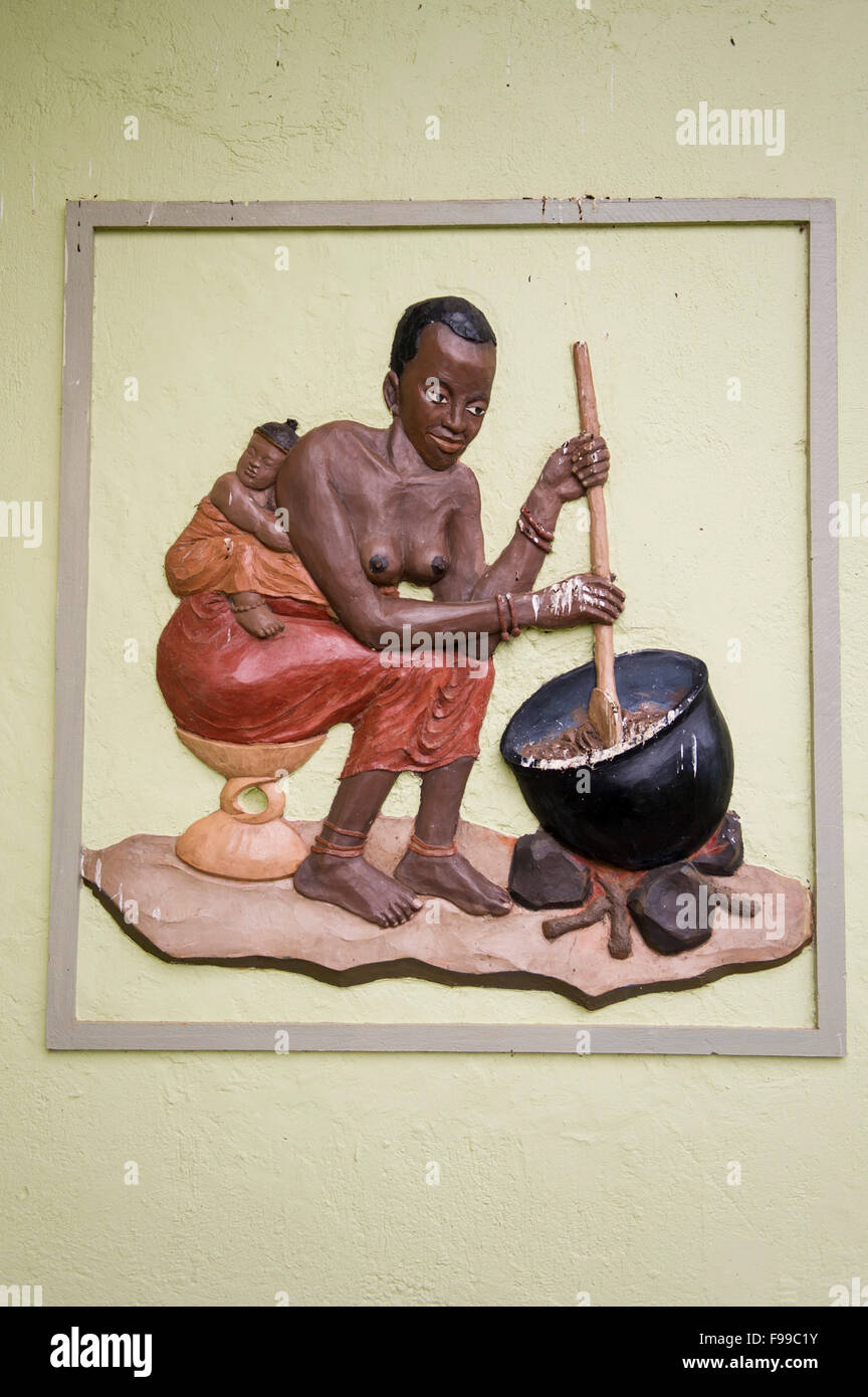 Friezes decorating the walls of the Igongo Cultural Centre promoting ...