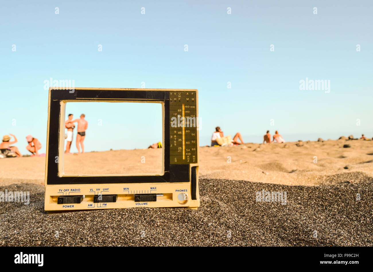 Television on the Sand Beach Stock Photo - Alamy