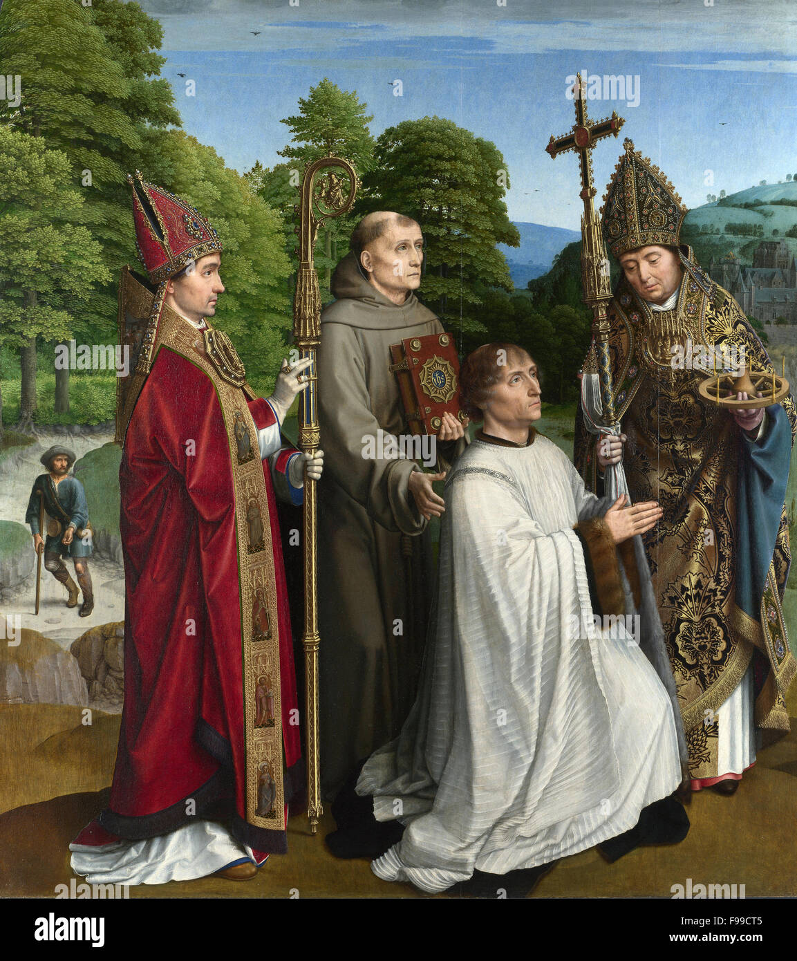 Gerard David - Canon Bernardijn Salviati and Three Saints Stock Photo ...