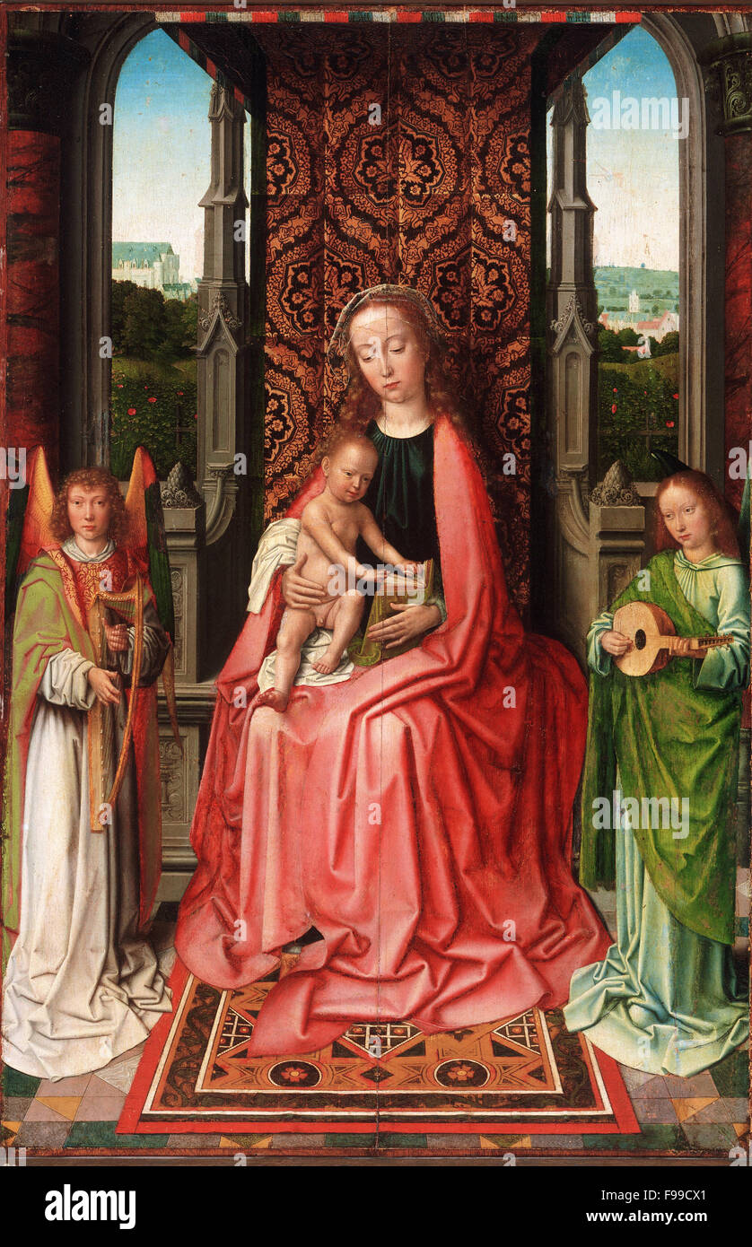 Gerard David - Enthroned Virgin and Child, with Angels Stock Photo - Alamy