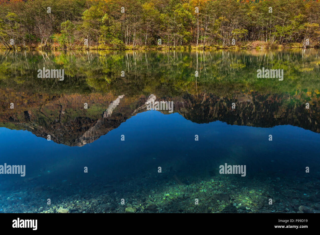clear blue lake side view at autumn Stock Photo - Alamy