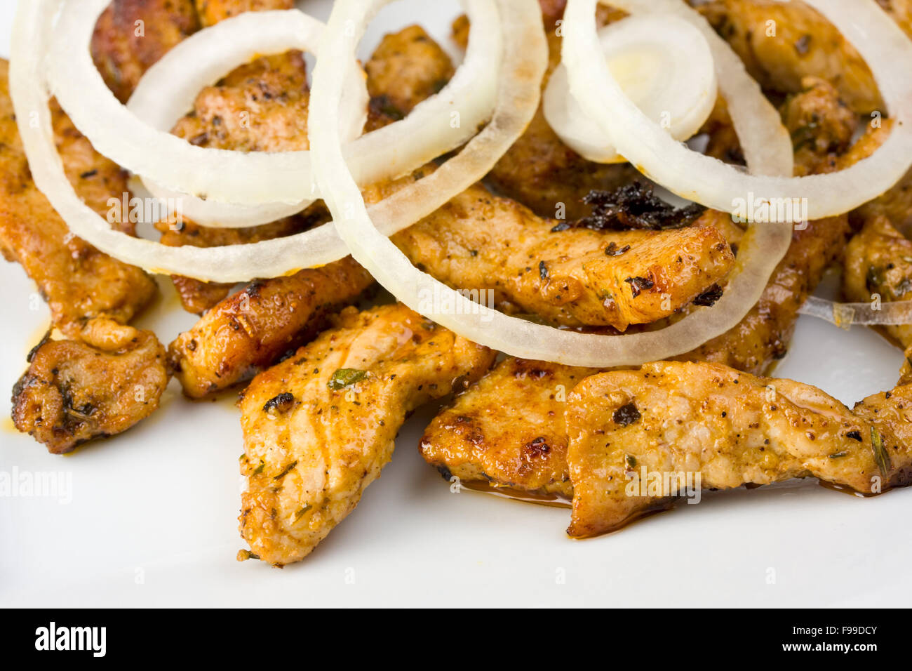 gyros meat on a white plate Stock Photo - Alamy