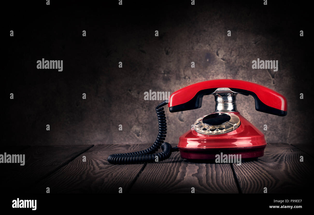 Old red telephone Stock Photo - Alamy