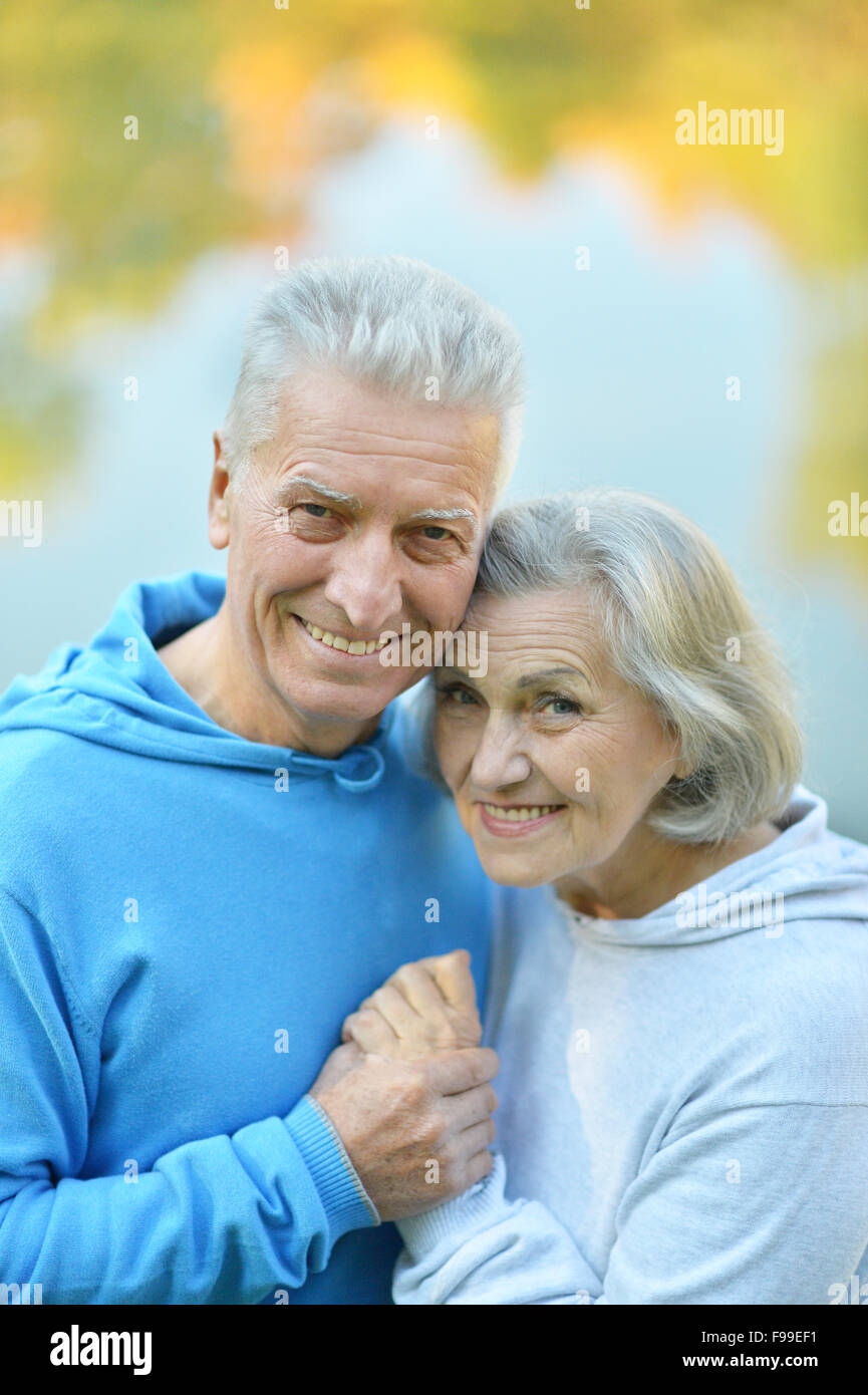 Beautiful elderly couple outdoor Stock Photo - Alamy