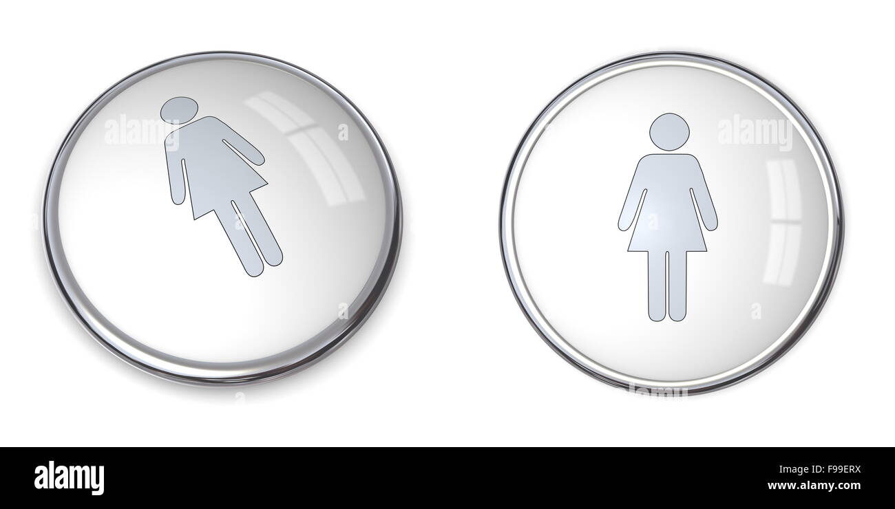 3D Button Female Pictogram Stock Photo - Alamy