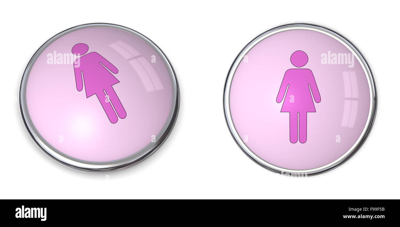 3D Button Female Pictogram Stock Photo - Alamy