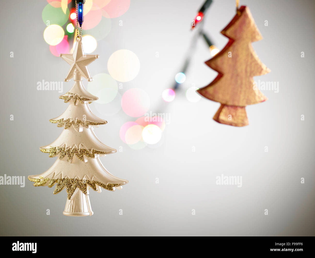 christmas ornament tree shape on the bokeh background Stock Photo - Alamy