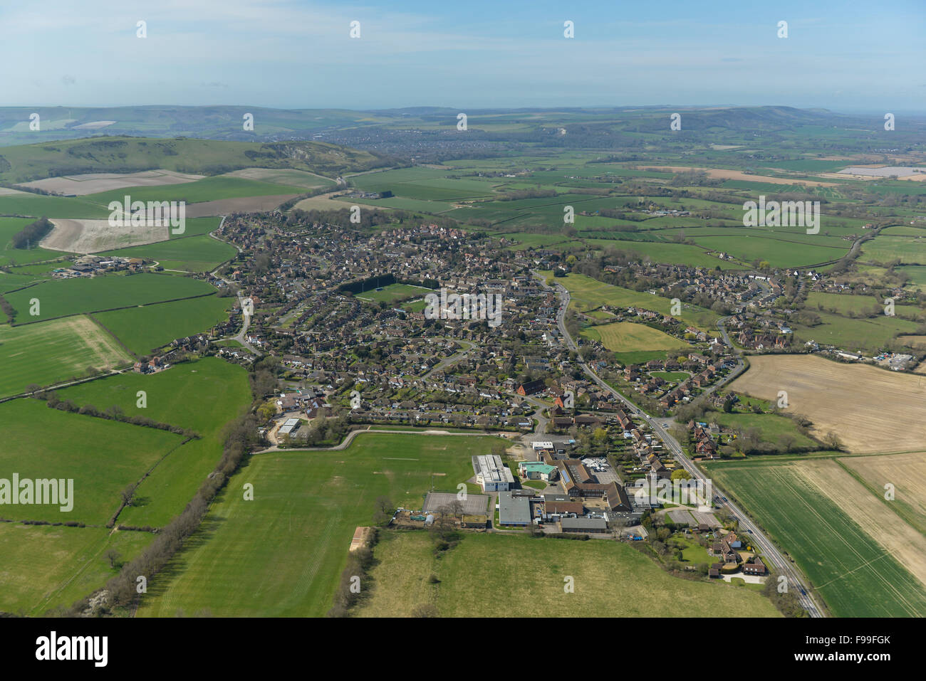 An aerial view of the Sussex village of Ringmer and surrounding ...