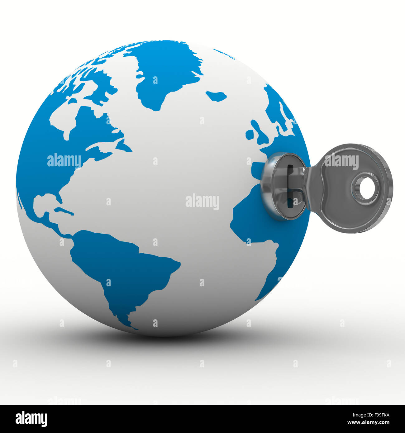 world and key on white background. Isolated 3D image Stock Photo - Alamy