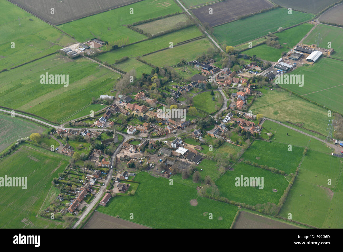 An aerial view of the Nottinghamshire village of Scarrington Stock ...
