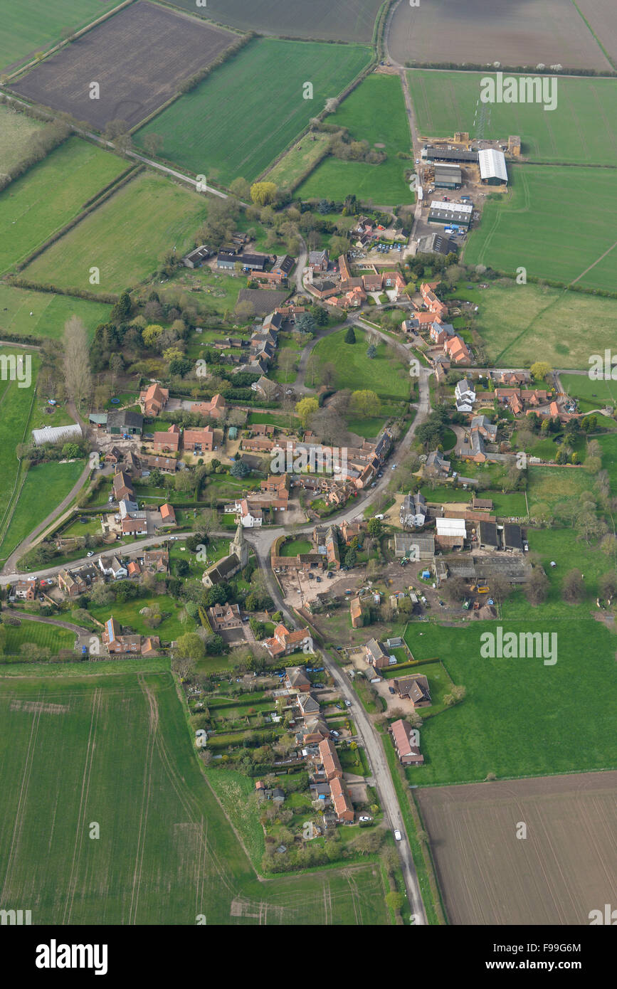 An aerial view of the Nottinghamshire village of Scarrington Stock ...