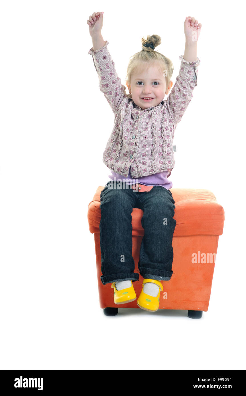 one happy child isolated on white background Stock Photo - Alamy
