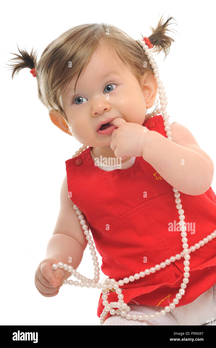 one happy baby child isolated on white background Stock Photo - Alamy