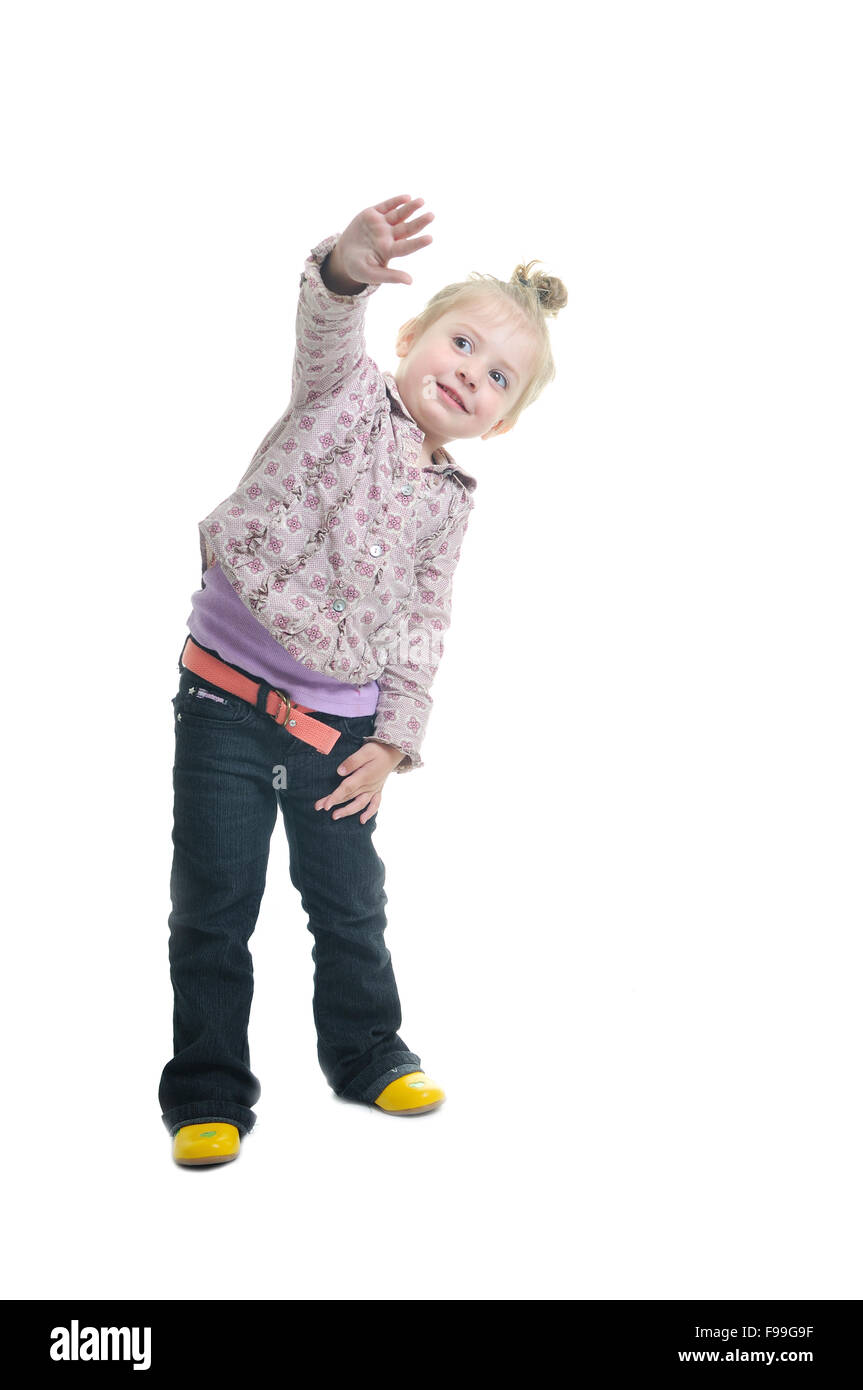 one happy child isolated on white background Stock Photo - Alamy