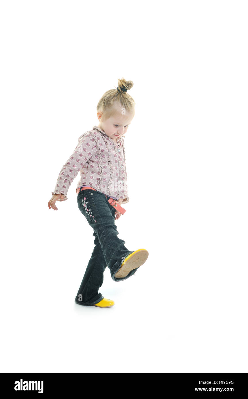 one happy child isolated on white background Stock Photo - Alamy