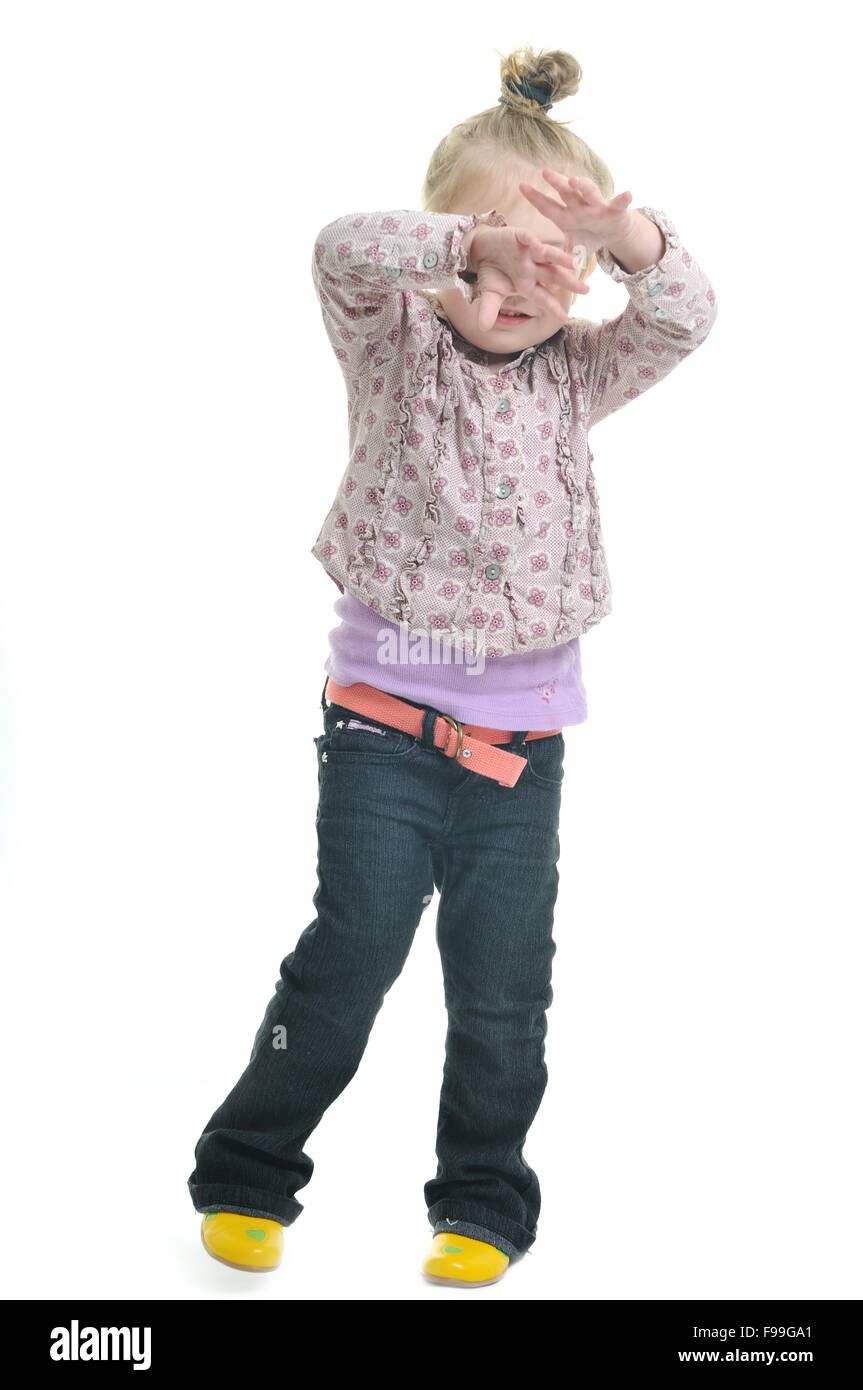 one happy child isolated on white background Stock Photo - Alamy