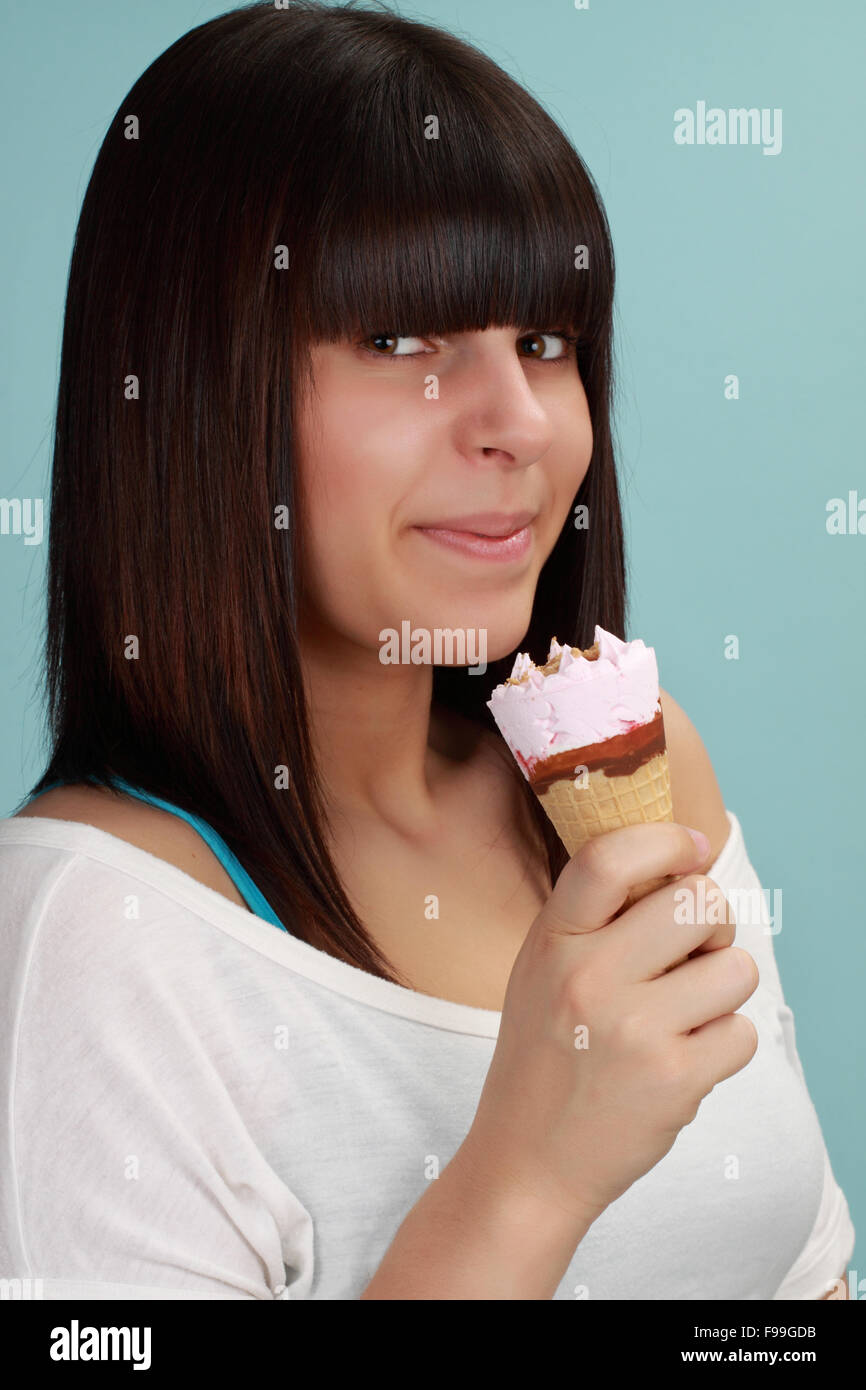 cute girl with ice cream Stock Photo - Alamy