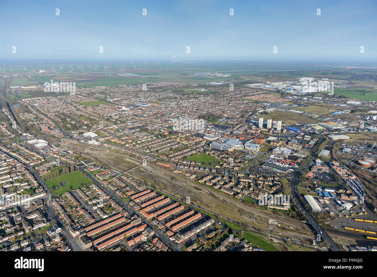 An aerial view of the Frodingham area of Scunthorpe Stock Photo - Alamy