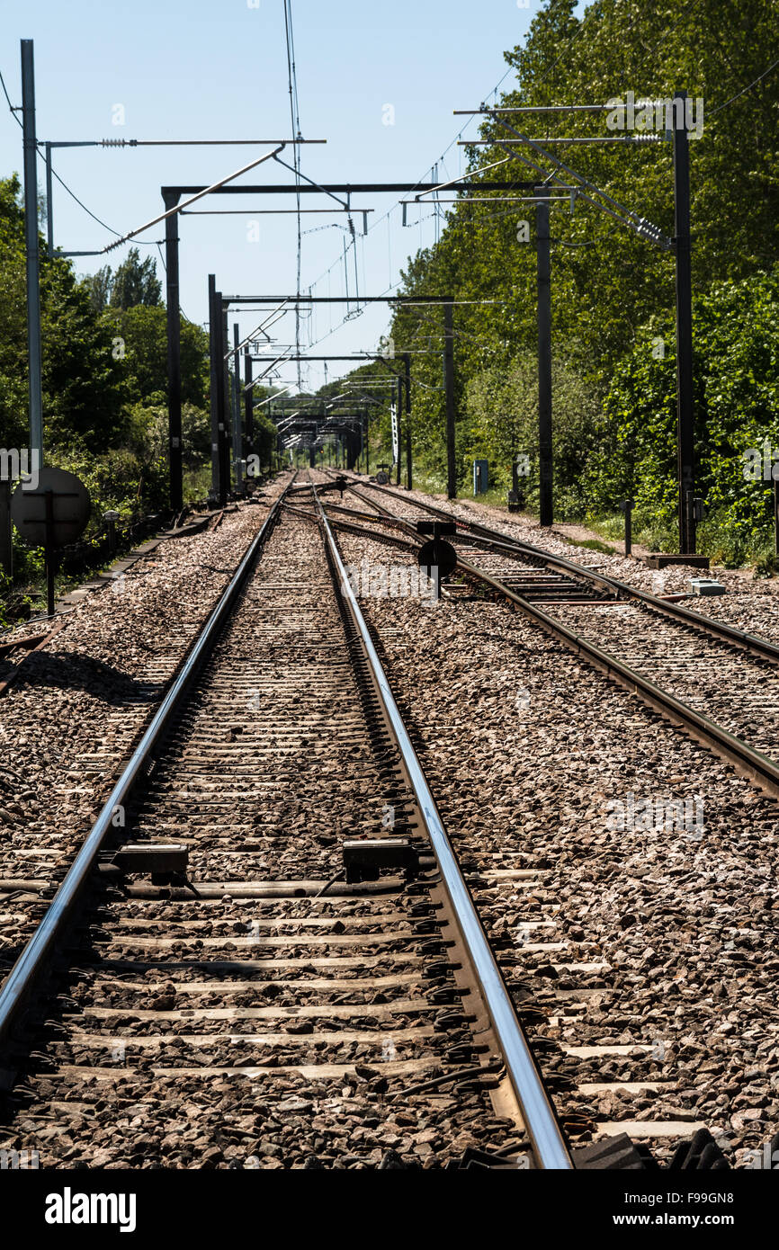 Modern Electric Railway Tracks Stock Photo - Alamy