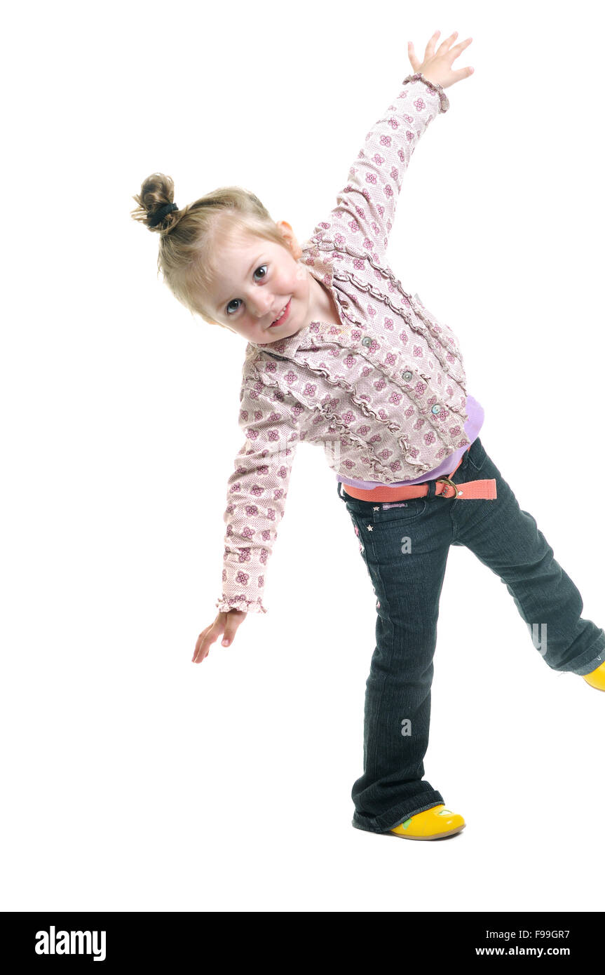 one happy child isolated on white background Stock Photo - Alamy