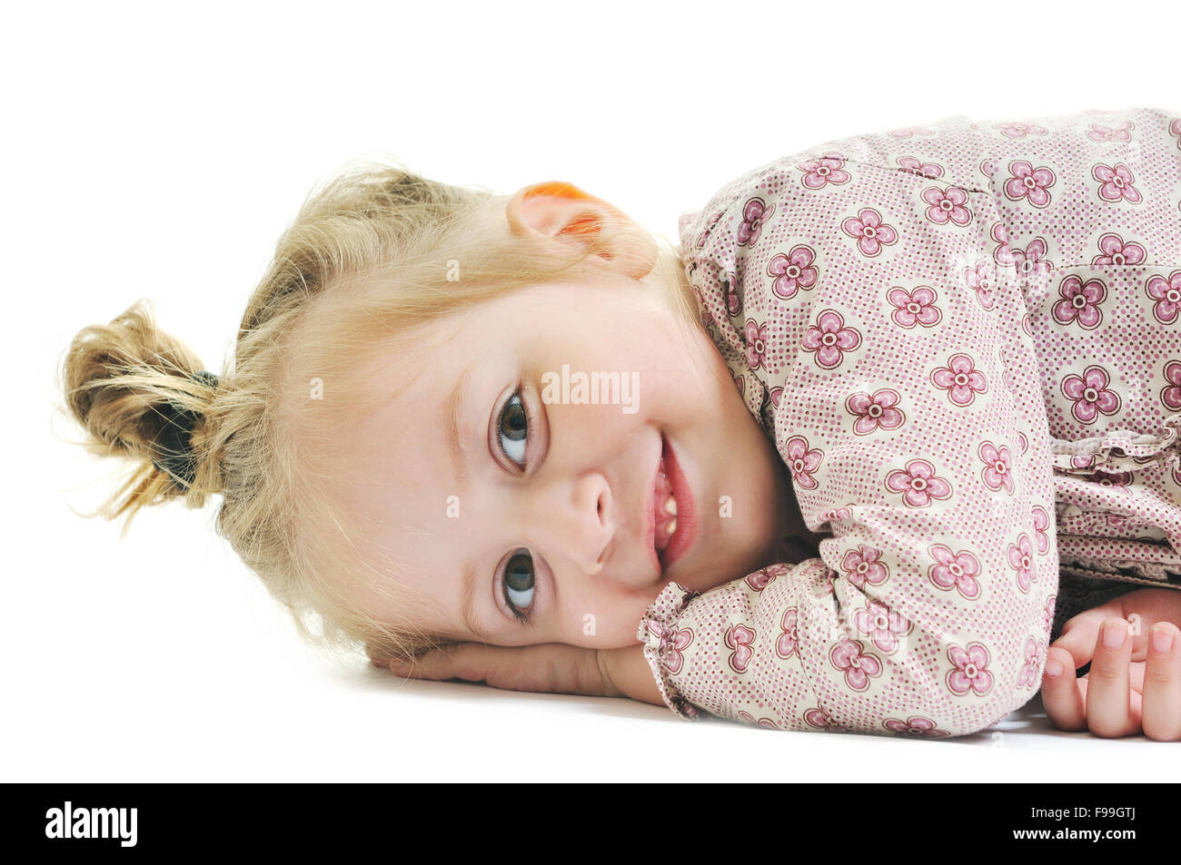 one happy child isolated on white background Stock Photo - Alamy