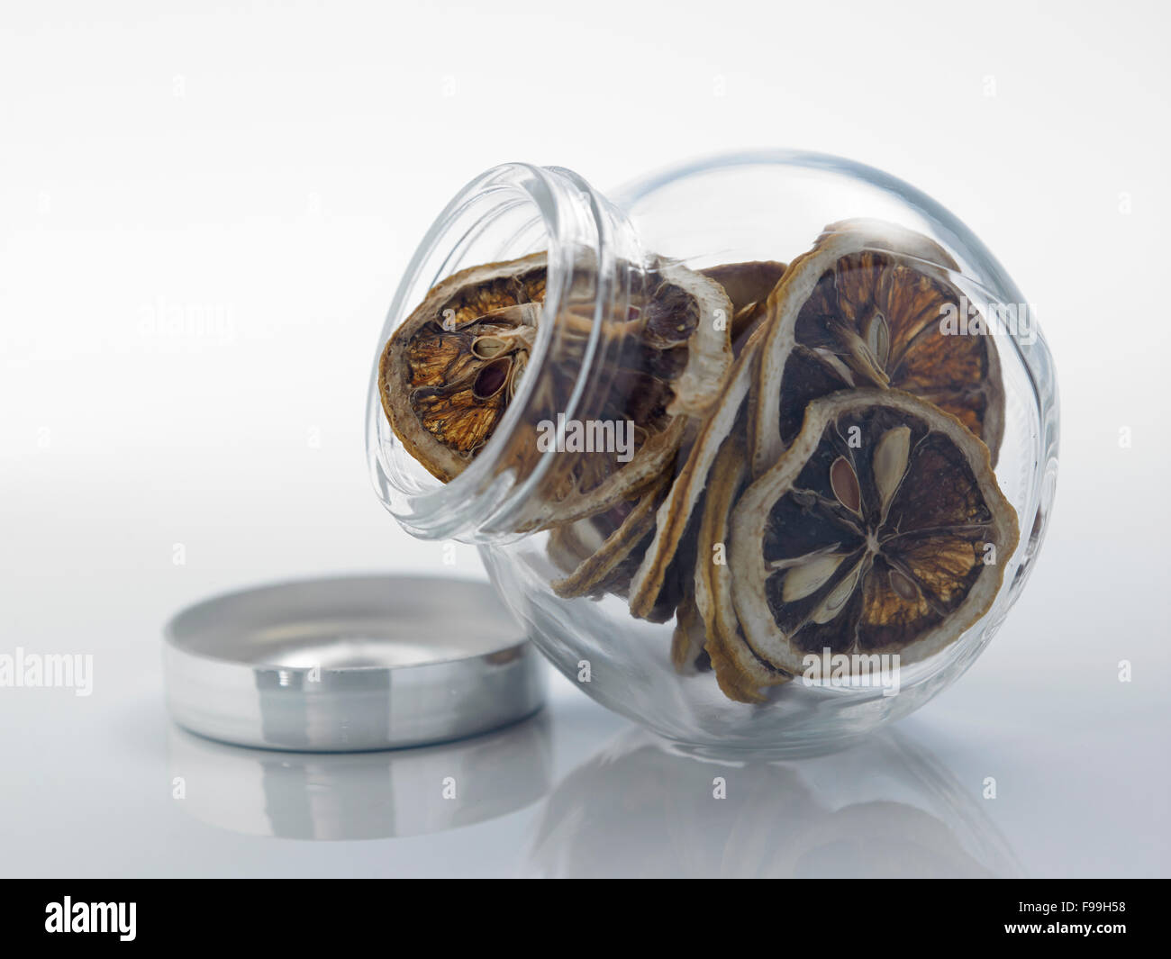 dried lemon slice in the glass container Stock Photo - Alamy