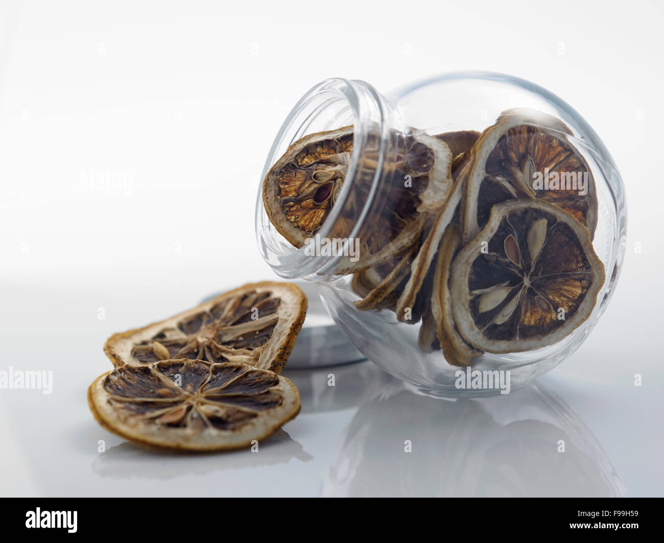 dried lemon slice in the glass container Stock Photo - Alamy