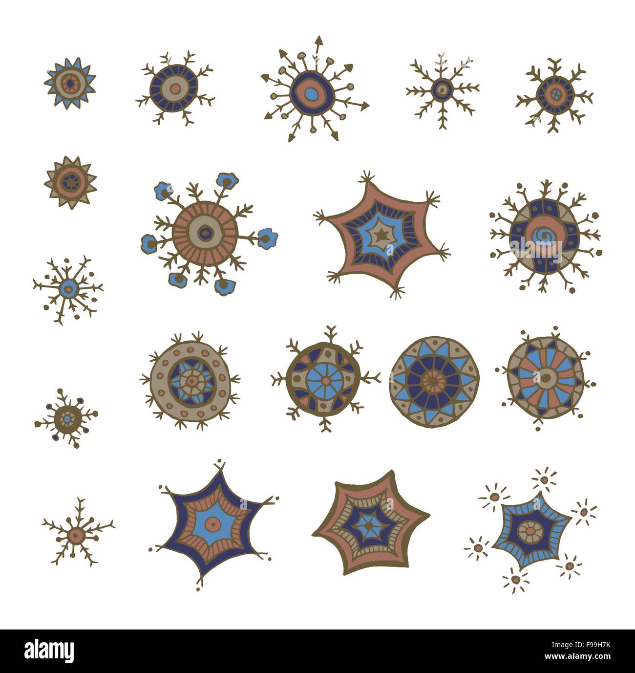 Hand drawn colorful snowflakes doodles Stock Vector Image & Art - Alamy