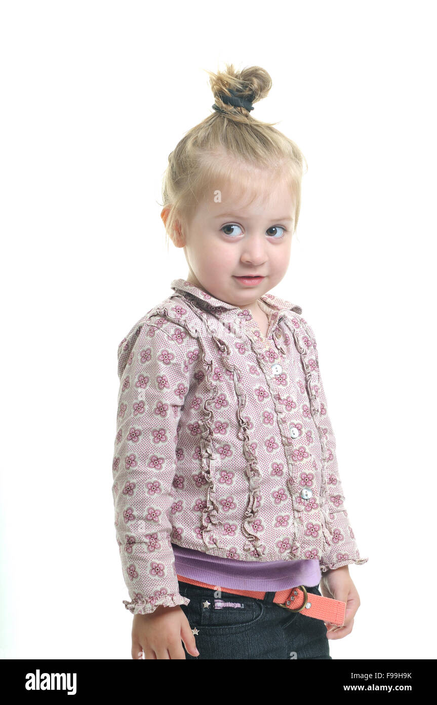 one happy child isolated on white background Stock Photo - Alamy