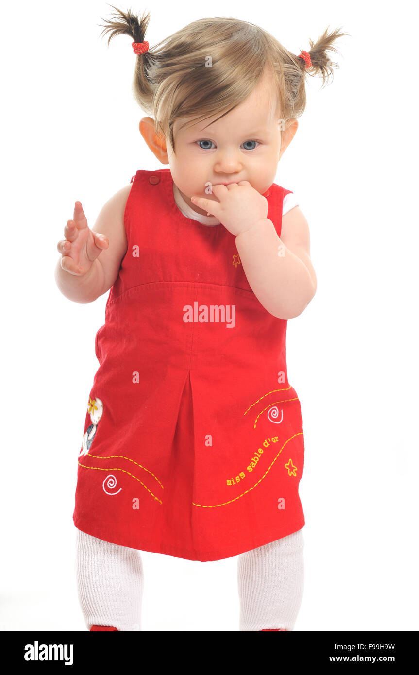 one happy baby child isolated on white background Stock Photo - Alamy