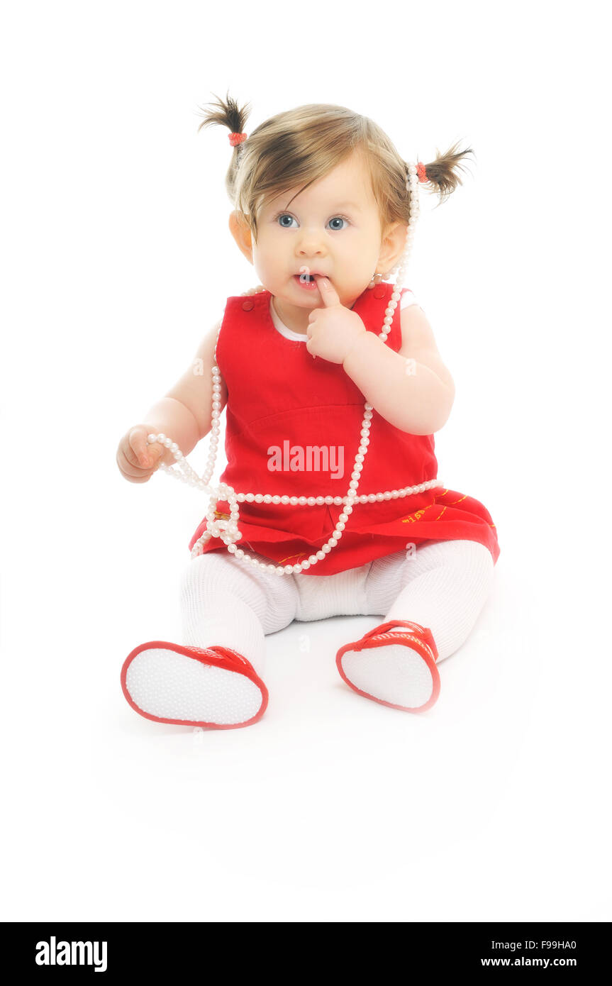 one happy baby child isolated on white background Stock Photo - Alamy