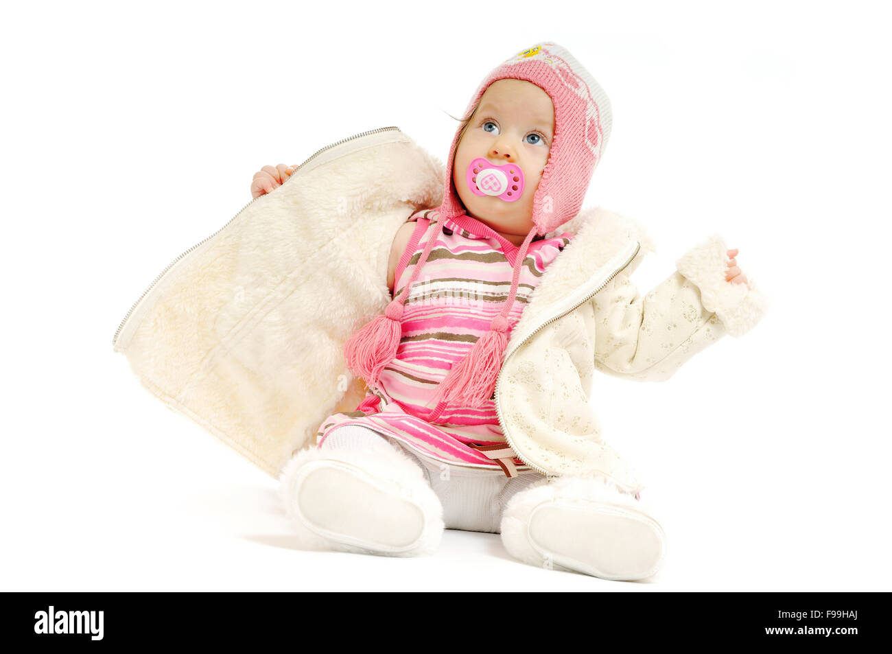 one happy baby child isolated on white background Stock Photo - Alamy