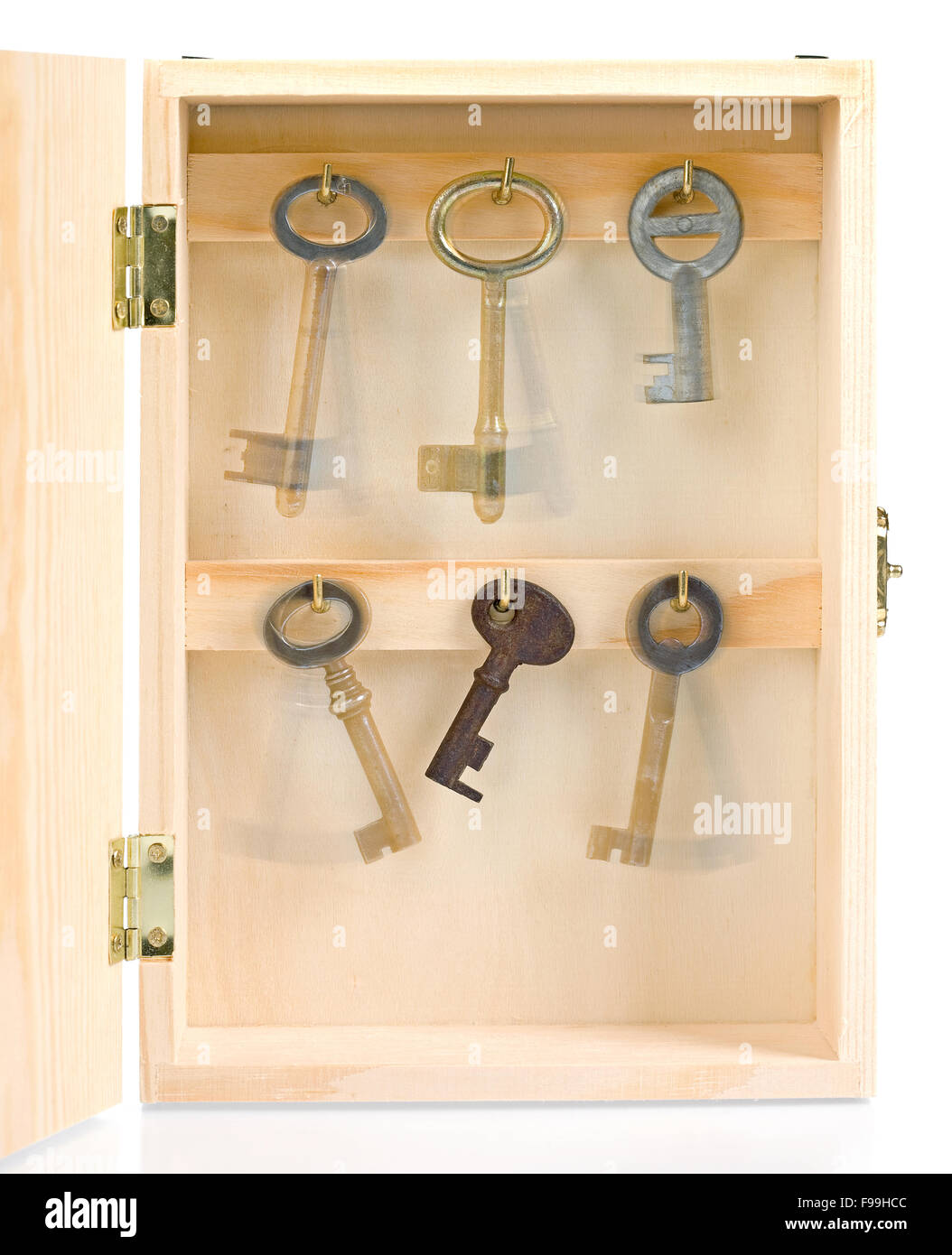 Moving keys in wooden box Stock Photo - Alamy