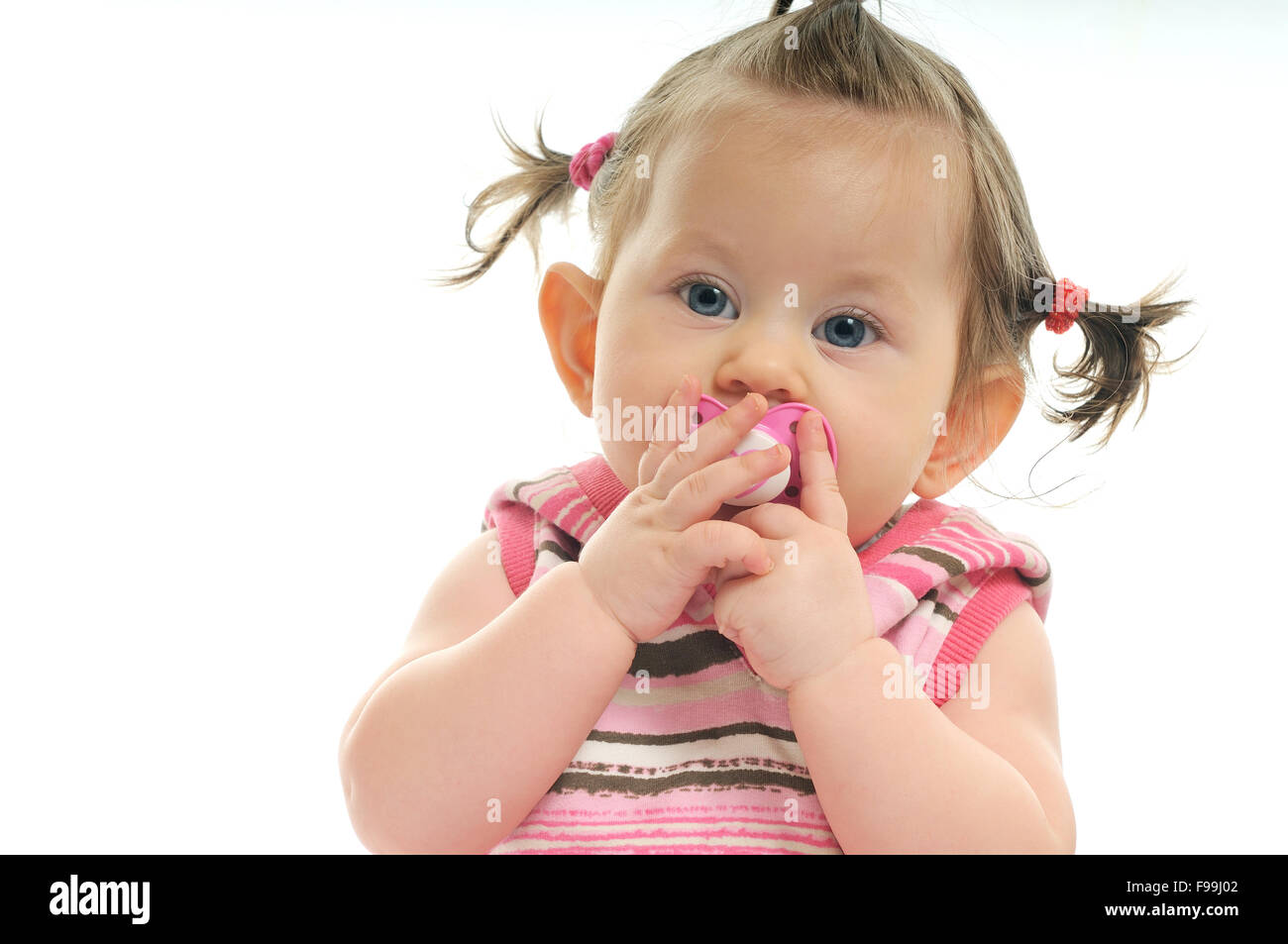 one happy baby child isolated on white background Stock Photo - Alamy